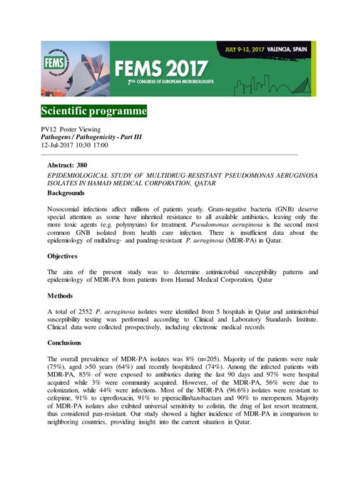 Pdf Scientific Programme Pv12 Poster Viewing Pathogens