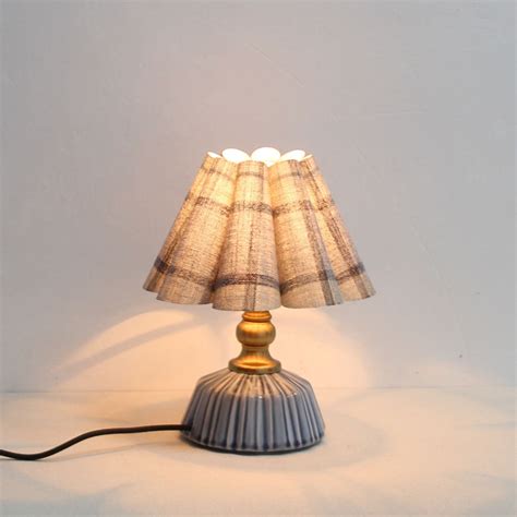 Handmade Blue Plaid Fabric Lamp Ceramic Base For Home Decor 104 Etsy