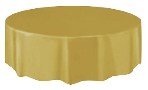 Gold Plastic Round Party Table Cover 213cm Anilas Uk