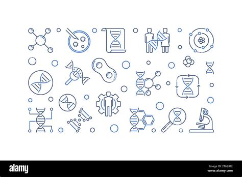 Genetic Information Vector Creative Horizontal Illustration In Thin