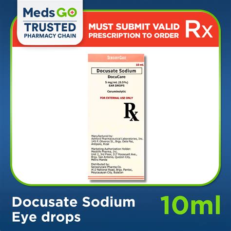 Rx Docucare Docusate Sodium 05 Ear Drops 10ml Shopee Philippines