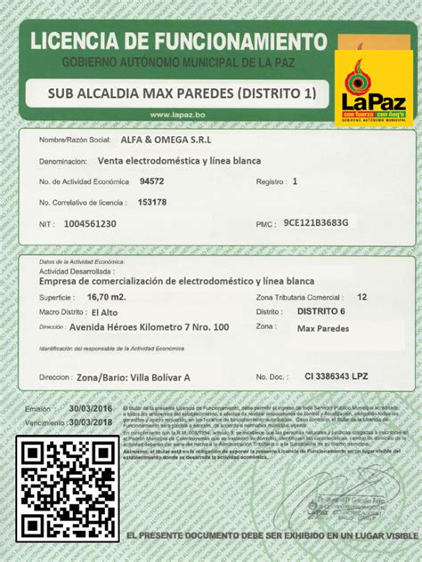 Licencia De Funcionamiento Pdf