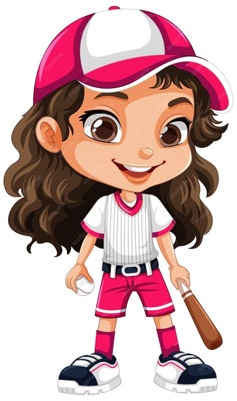 Premium Vector Cute Girl In Baseball Outfit Vector