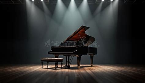 Empty Stage With Grand Piano Under Spotlights Elegant Classic Musical