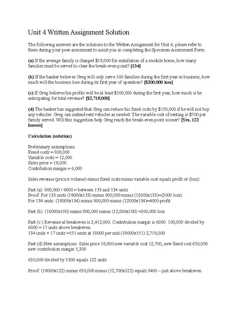 Unit 4 Written Assignment Solution Unit 4 Written Assignment Solution