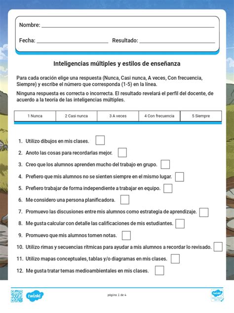 Test De Inteligencias Multiples Pdf Aprendizaje Cognición