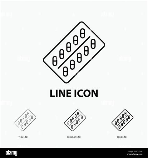 La Médecine Comprimé Drogues Comprimé Icône De Paquets En Fines Régulières Et Bold Style De