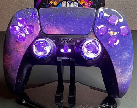 Galaxy Theme Rgb Led Atomic Purple Premium Custom Led Wireless Controller For Ps5 Gamecosmos