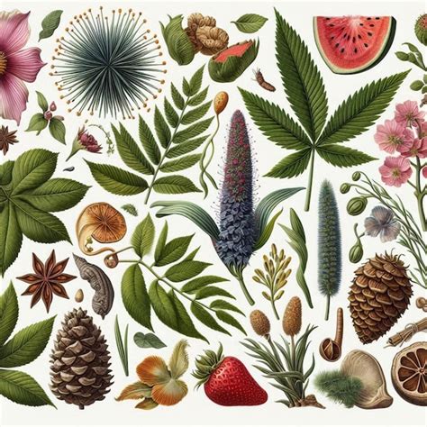 A Drawing Of Various Fruits And Flowers Including Pineapples Pineapples