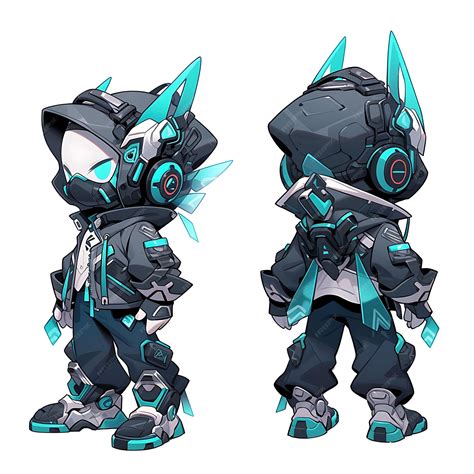 Premium Photo Character Anime Of Male Chibi Kawaii Cybernetic Fashion Chrome Silver Robotic A