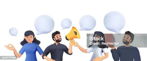 3d 렌더링 벡터 일러스트 레이 션 사업가 토론 소셜 네트워크 뉴스 소셜 네트워크 채팅 대화 연설 거품 3차원 형태에 대한 스톡 벡터 아트 및 기타 이미지 Istock