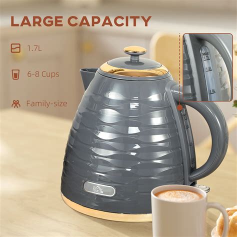 Homcom 3kw Rapid Boil Honeycomb Kettle Grey Furnedo