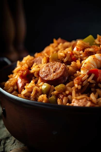 Premium Ai Image Jambalaya American Creole And Cajun Rice Dish Generative Ai