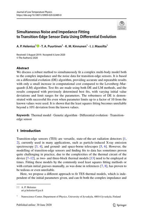 Pdf Simultaneous Noise And Impedance Fitting To Transition Edge Sensor Data Using Differential