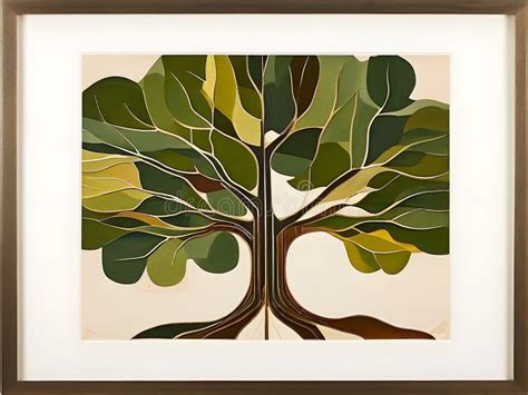 Abstract Geometric Tree With A Circular Canopy And A Rectangular Trunk