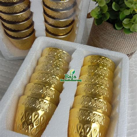 Jual Gelas Cucing Gold Emas Air Zam Zam 1 Set Isi 12 Pcs Gelas Emas Zam Zam Gelas Kecil Air Zam