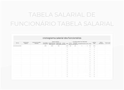 Planilhas Tabela Salarial De Funcionário Tabela Salarial Excel E Edição