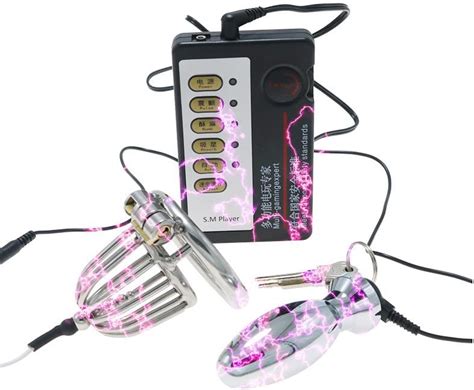 Electroshock Male Metal Cage Penis Lock Chastity And Anal