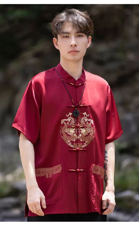 Chinese Shirts For Men Dragon Patterntang Suit Shirt Fashion Hanfu