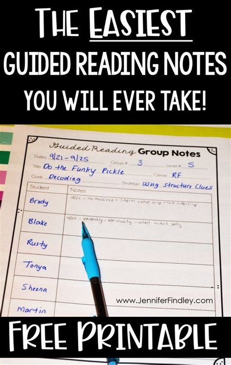 Guided Reading Notes Teaching With Jennifer Findley Guided Reading Binder Guided Reading