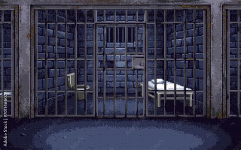 Pixel Art Illustration Jail Prison Background Pixelated Prison Police Jail Prison Background