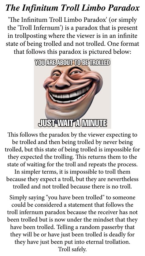 The Infinitum Troll Limbo Paradox Rtrollface