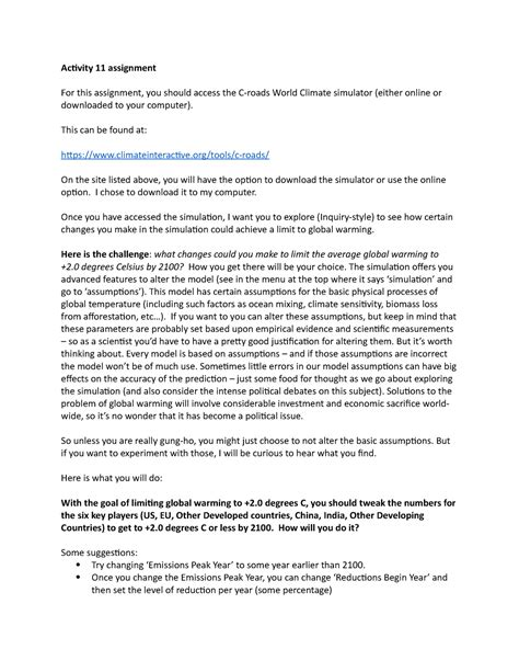 Activity 11 Assignment Activity 11 Assignment For This Assignment You Should Access The C