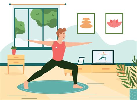 Male Yoga Flat Composition 12632241 Vector Art At Vecteezy
