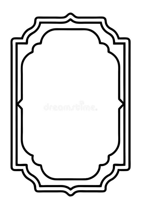 Ornate Black Frame With Rounded Corners And Curved Edges Blank White