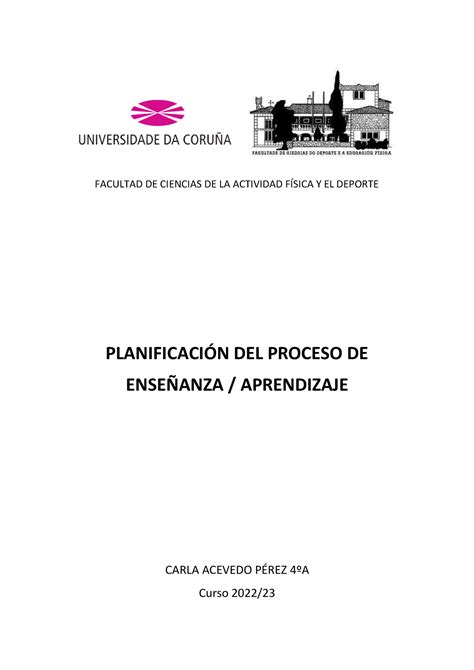 Apuntes Ppea Facultad De Ciencias De La Actividad FÍsica Y El Deporte PlanificaciÓn Del