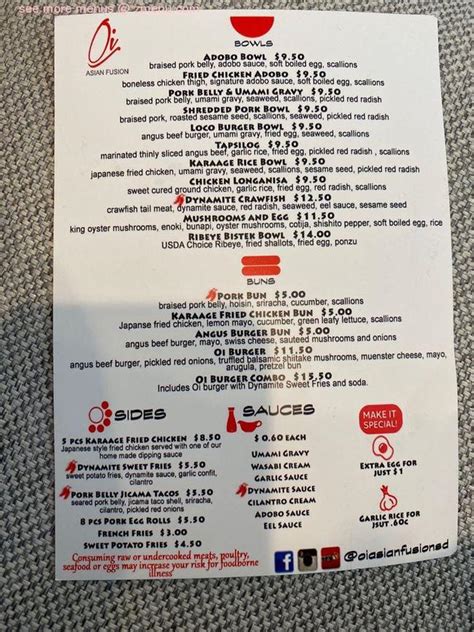 Oi Asian Fusion San Diego Menu At Eva Melendez Blog