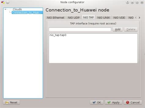 how to connect huawei ensp running on windows to gns3 running on linux