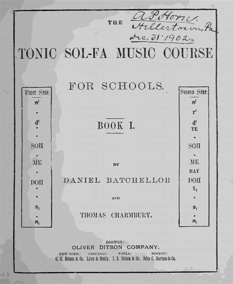 The Tonic Sol Fa Music Course For Schools Batchellor Daniel Imslp