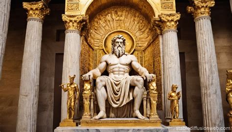 Grand Ancient Greek Temple Interior Overlooking A Bright Mediterranean