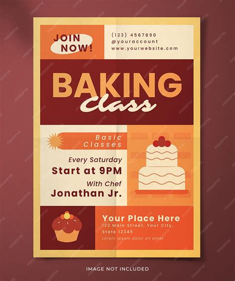 Premium Vector Baking Class Flyer Design