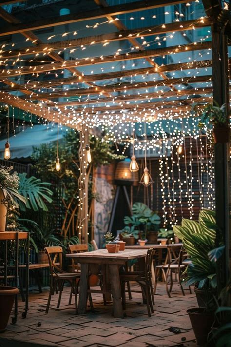 16 Patio String Light Design Ideas Outdoor Cafe With Hanging Lights