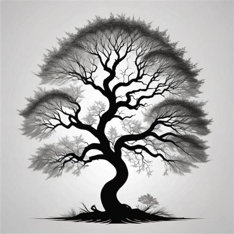 Ilustración Artística Del árbol En Blanco Y Negro Imagen Premium