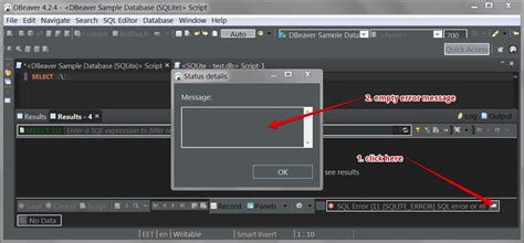 empty error message in status details · issue 2455 · dbeaver dbeaver