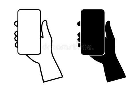 human hand holding smartphone set icon phone holding flat icon sign