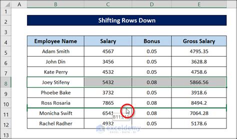 How To Shift Cells Down In Excel 5 Easy Methods Exceldemy