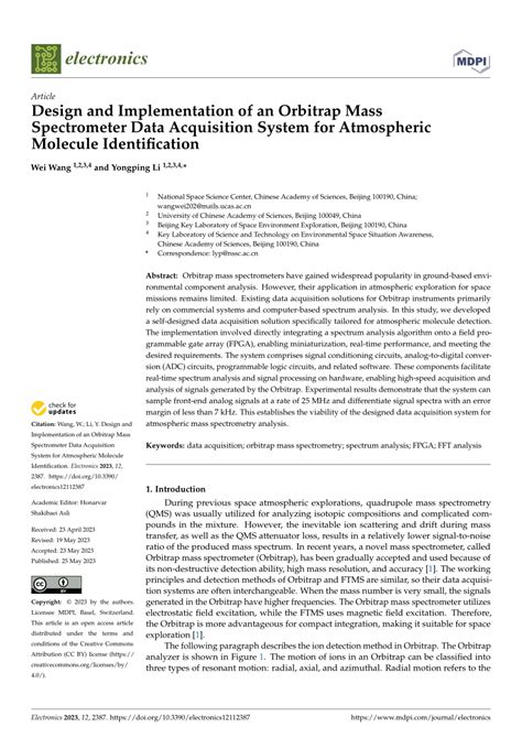 Pdf Design And Implementation Of An Orbitrap Mass Spectrometer Data Acquisition System For