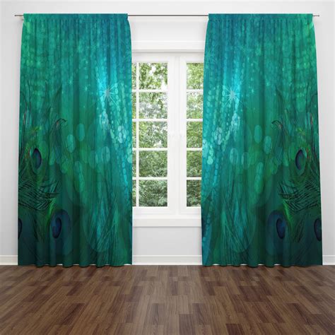 Soft Peacock Window Curtains Etsy