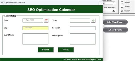 Seo Optimization Calendar In Excel Pk An Excel Expert