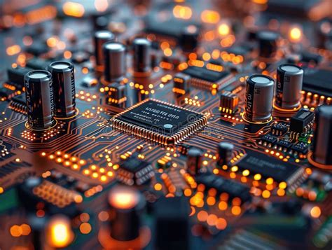 Semiconductor Industry Conception Hightech Computer Board With Chip