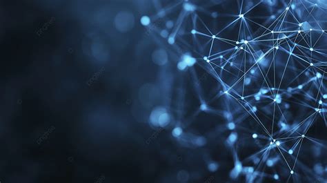 Abstract Technological Background With Blue Glowing Lines And Dots Low Poly On A Dark Background