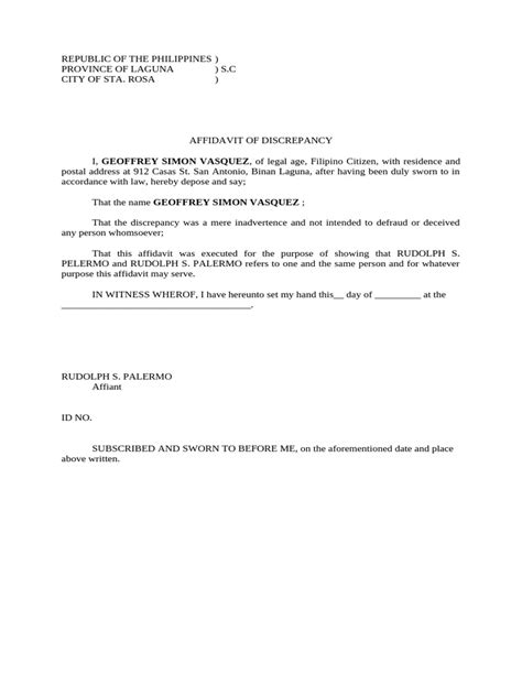 Affidavit Of Discrepancy Pdf