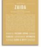 Zaida Name Art Print Name Stories