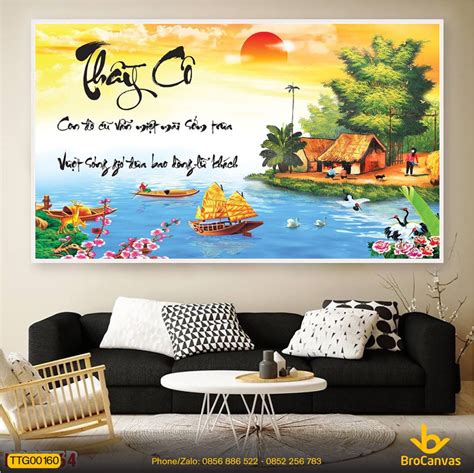 Tranh Thầy Cô Phong Cảnh Làng Quê Hữu Tình Tráng Gương Ttg00160