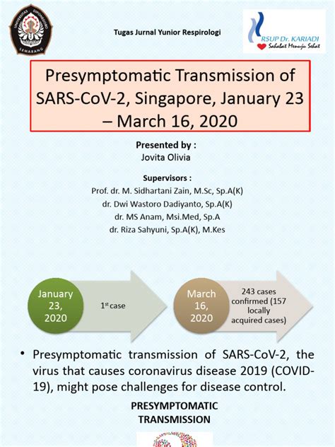 Presymptomatic Transmission Of Sars Cov 2 Singapore January Pdf