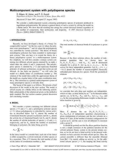 Pdf Multicomponent System With Polydisperse Species